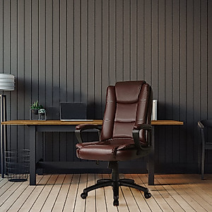 OFIKA Office Chair Computer Desk Chair Gaming - Ergonomic High Back Cushion Lumbar Support with Wheels Comfortable Black Leather Racing Seat Adjustable Swivel Rolling Home Executive (Brown)