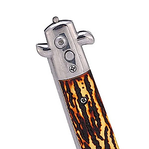 SwitchBlade Comb, Resin Handle Comb Folding Butterfly Comb Training Practice Comb Outdoor Practice Comb for Hair Beard or Mustache, Stocking Stuffers(Imitated bovine bone color)
