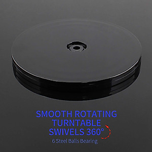 Kyuionty 2Pcs Black Turntable Organizer 6 Inch, Acrylic Rotating Swivel Steel Ball Bearings Stand for Pantry Cabinet Spice Rack Cake Table Makeup