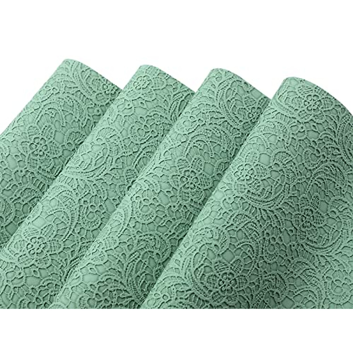 Picheng Embossed Faux Leather Sheets: Flower Textured Leather Rolls 13.8"X53"(35cmX135cm),Faux Leather is Great for Making Crafts,Leather Earrings, Bows,Sewing DIY Projects (Green)