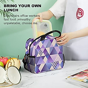 Ultra Violet Art Deco Printed Lunch Box Tote Bag with Handles and Shoulder Strap for Men Women Work Picnic