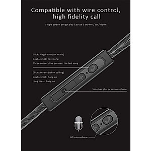 Earphones Wired in Ear Headphones Earbud High Resolution Heavy Bass with Mic,Dual Dynamic Drivers,Earbuds Compatible with iOS, Android, Laptop with 3.5mm Stereo Jack. (Black)