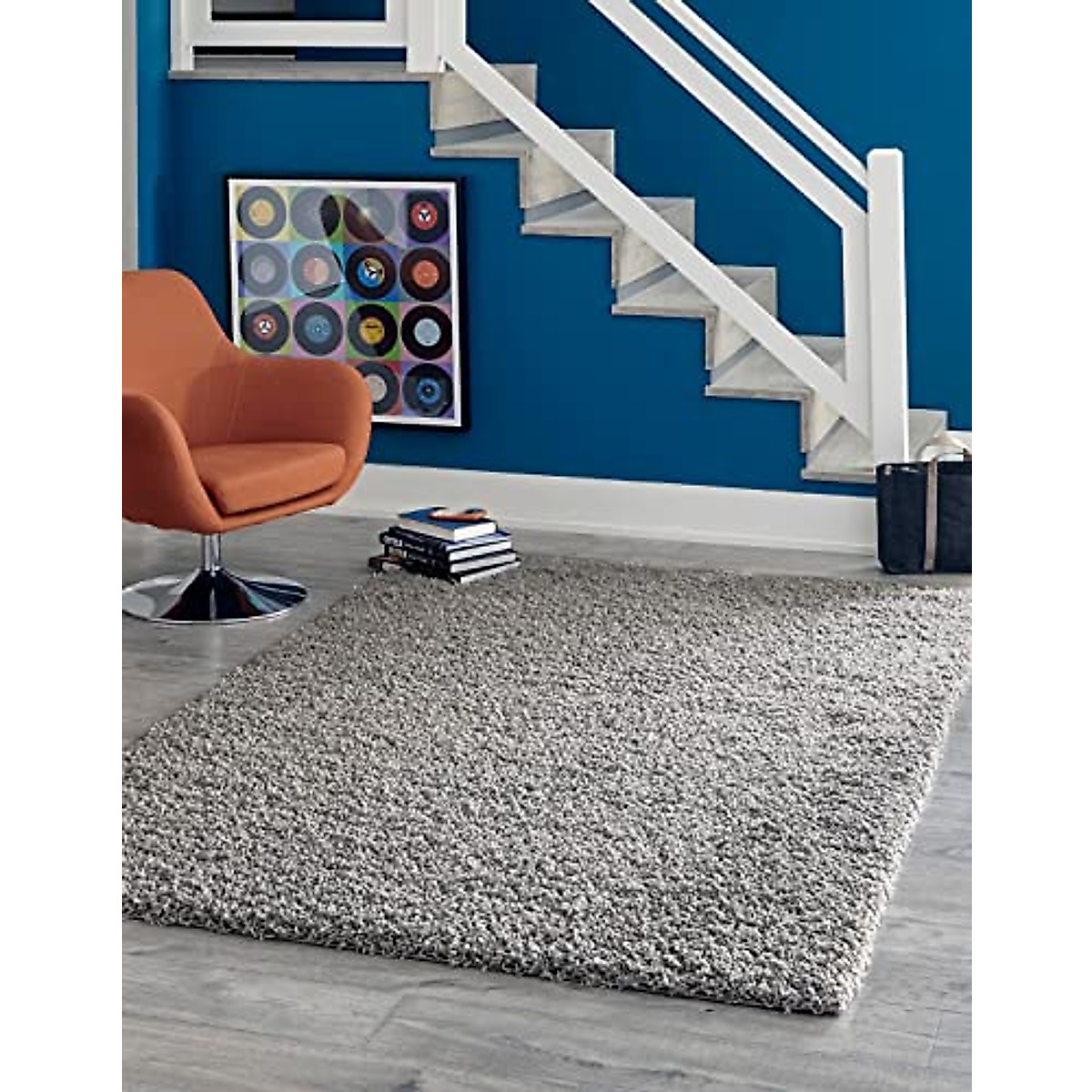 Rugs.com - Über Cozy Solid Shag Collection Rug – 8' x 11' Cloud Gray Shag Rug Perfect for Living Rooms, Large Dining Rooms, Open Floorplans