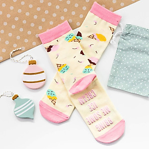 Lavley If You Can Read This, Bring Me Funny Socks - Novelty Gifts for Men, Women and Teens (US, Alpha, One Size, Regular, Regular, Ice Cream)