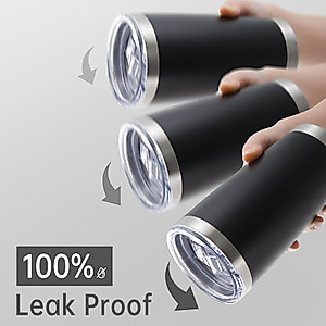 Cool Yoleb 20 oz Tumblers Bulk Stainless Steel Tumbler with Lid Double Wall Vacuum Insulated Coffee Mug 20oz Powder Coated Cup for Hot and Cold Drinks (Black, 12 pack)