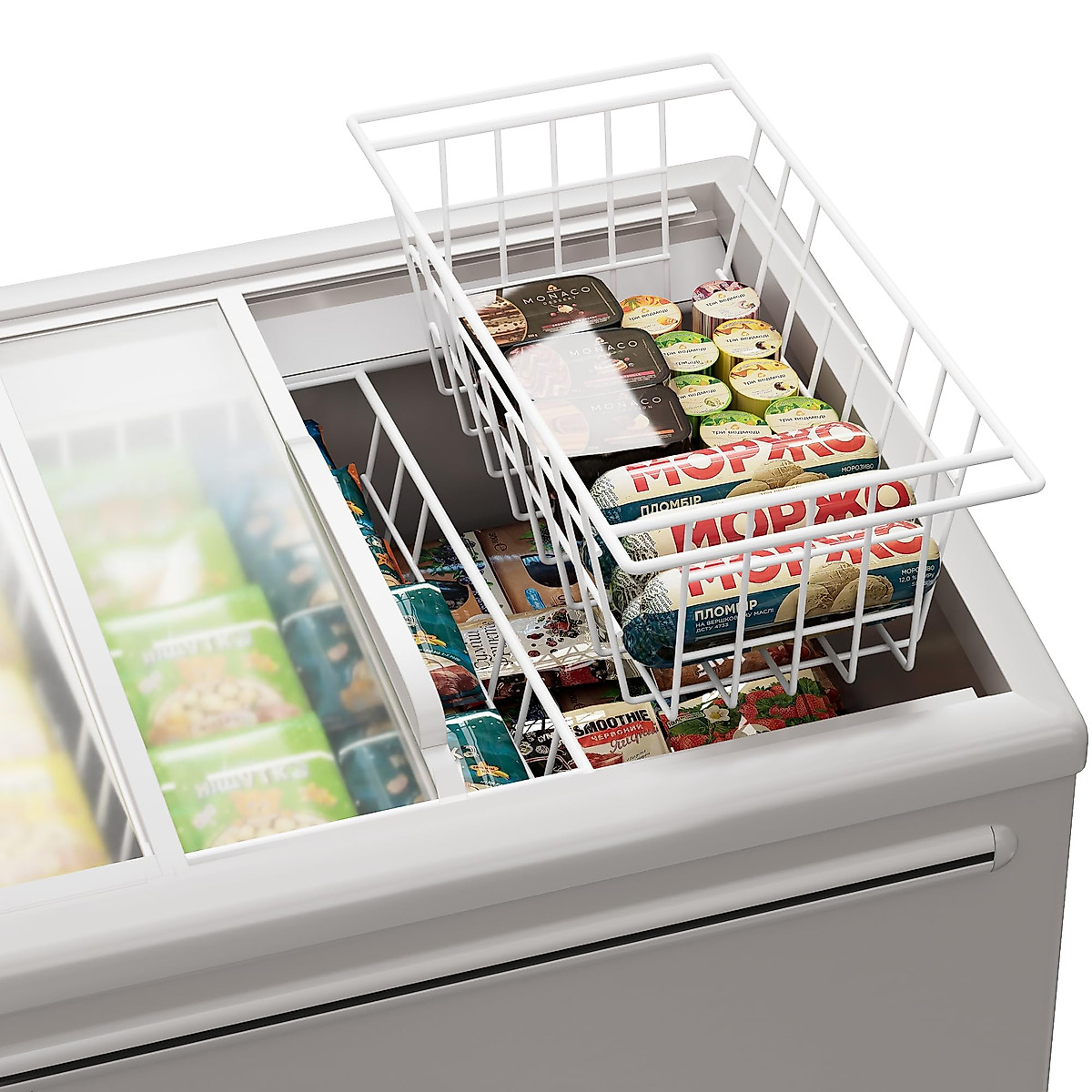 SANNO Chest Freezer Basket,Large Wire Baskets Freezer Organizer Bins, Sturdy Metal Wire Freezer Organizer for Home Kitchen, 17.5in
