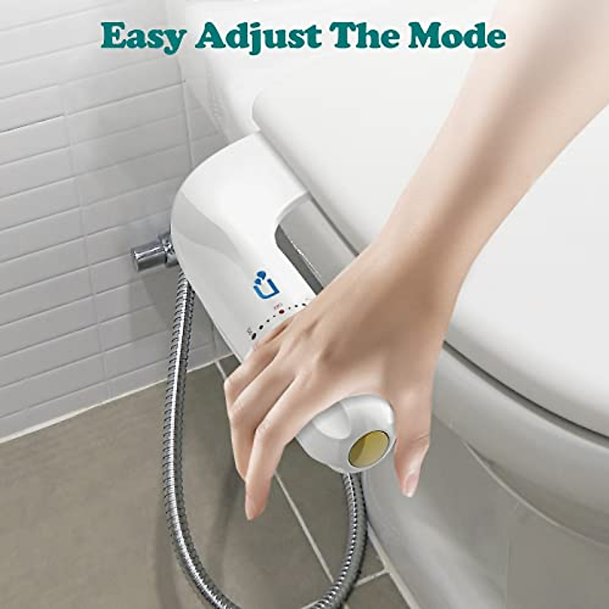 Bidet Attachment for Toilet, Ultra-Slim Bidet for Toilet with Non-Electric Dual Nozzle(Frontal & Rear Wash), Adjustable Water Pressure Bidet Attachment(White/Light Gold)