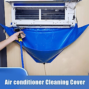 Air Conditioner Cleaning Cover, Waterproof Air Conditioner Cleaning Dust Protection Cover Bag with Water Pipe, Double-Sided Waterproof Oxford Fabric for Air Conditioners Below 1.5P