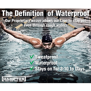 Hampton Adams (2 Pack) Premium Kinesiology Tape | Athletic Tape Supports & Protects Muscles, Knees, Shoulders & Plantar Fasciitis | Waterproof & Hypoallergenic | Beige Uncut Kinesiology Tape