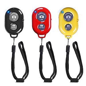 Wireless Remote Shutter for Cellphones and Tablets (3 Pack), AOQIYUE Bluetooth Remote for iPhone/Android Camera Control, Selfie Clicker for Photos and Videos - Wrist Strap Included