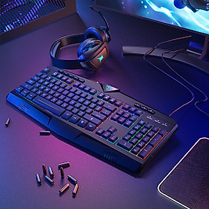Dacoity TKL Mechanical Gaming Keyboard, RGB LED Rainbow Backlit 60% Keyboard with Blue Switches, 27 LED Lighting Modes, 100% Anti-Ghosting, 87 Keys Wired Tenkeyless Keyboard for Windows PC MAC Games