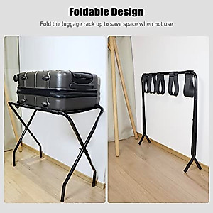 lovelybee Luggage Rack, Luggage Rack for Guest Room, Suitcase Stand, Steel Frame, Foldable, for Bedroom, Black