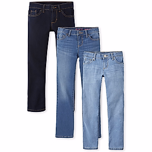 The Children's Place girls Basic Skinny Jeans, Blueberry Wash/Md Lara Wash/True Indigo 3 Pack, 6 7 US