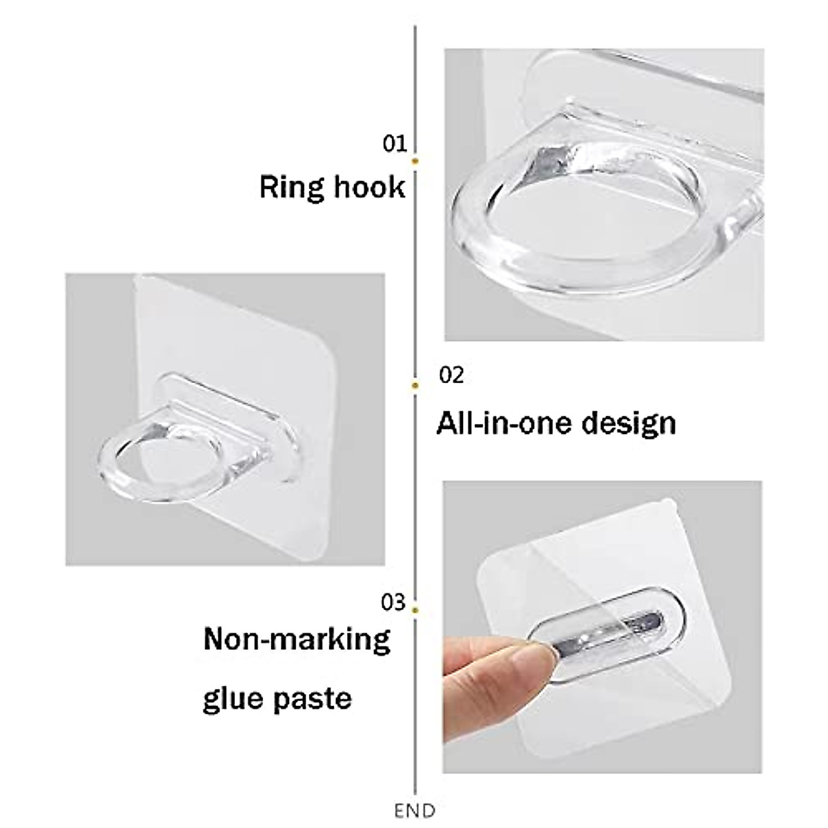 ZQSM New Shower Gel Bottle Rack Hook,Drill Free Transparent and Traceless O Ring Hooks,Shower Gel Bottle Rack Hook Bracket，Multifunctional Round Hook self Adhesive Wall Mounted (20PCS)