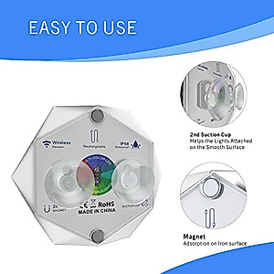 Aygrochy Pool Lights, Rechargeable Submersible Led Lights, Magnetic IP68 Underwater Pond Light with RF Remote and 16 Color Changing(2 Pack)