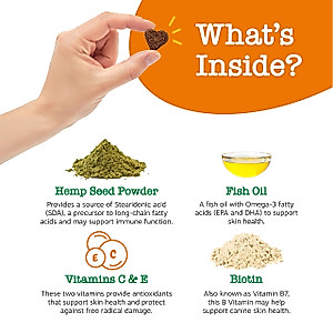 Zesty Paws Skin & Coat Bites for Dogs – Fish Oil Soft Chews with Omega-3 Fatty Acids EPA & DHA - Skin, Coat, Antioxidant & Immune Support - Hemp - 90 Count