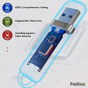 Possibox Custom Promotional USB Flash Drive 16GB Printed with Your Logo - as Campaign Gift Bulk - 100 Pack