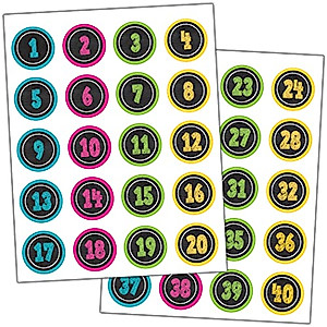 Chalkboard Brights Numbers Stickers