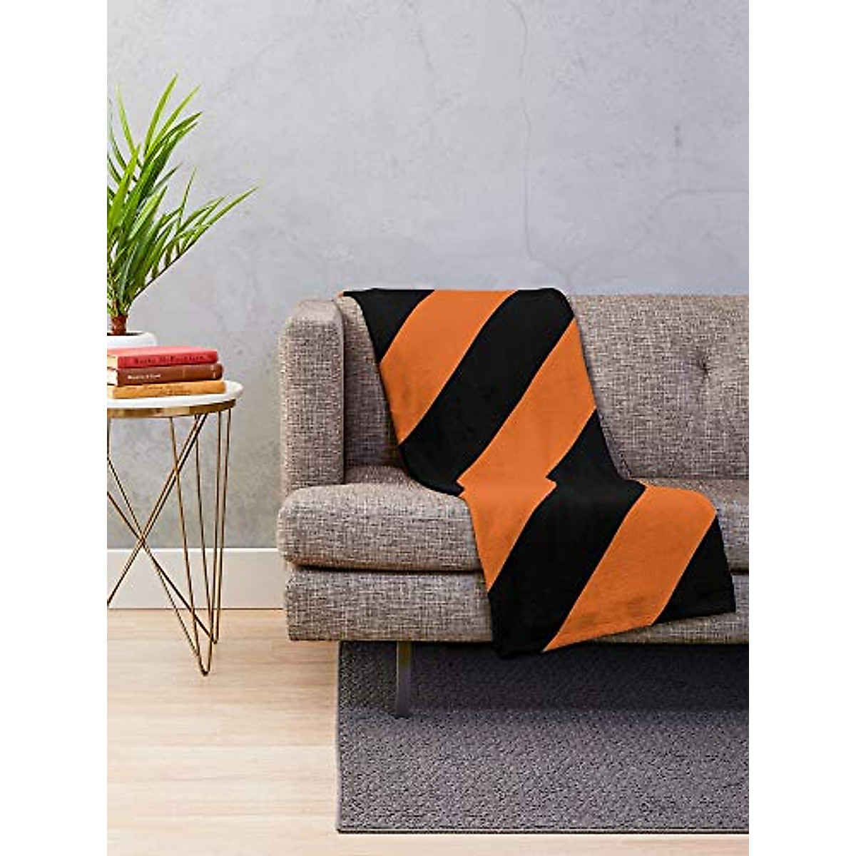 Princeton New Jersey Black & Orange Team Color Stripes Cute Pattern Print Sherpa Fleece Blanket Super Soft Blankets & Throws for Couch Warm Plush Throw Blanket Chair Sofa Fuzzy Cozy Blanket - Customi