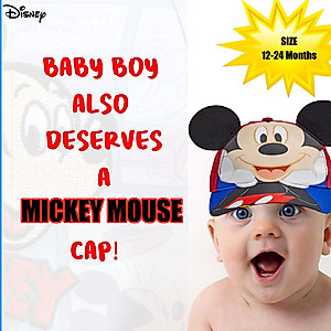 Disney Baby Boys Mickey Mouse Red and Blue Cotton Baseball Cap - Age 12-24 Months