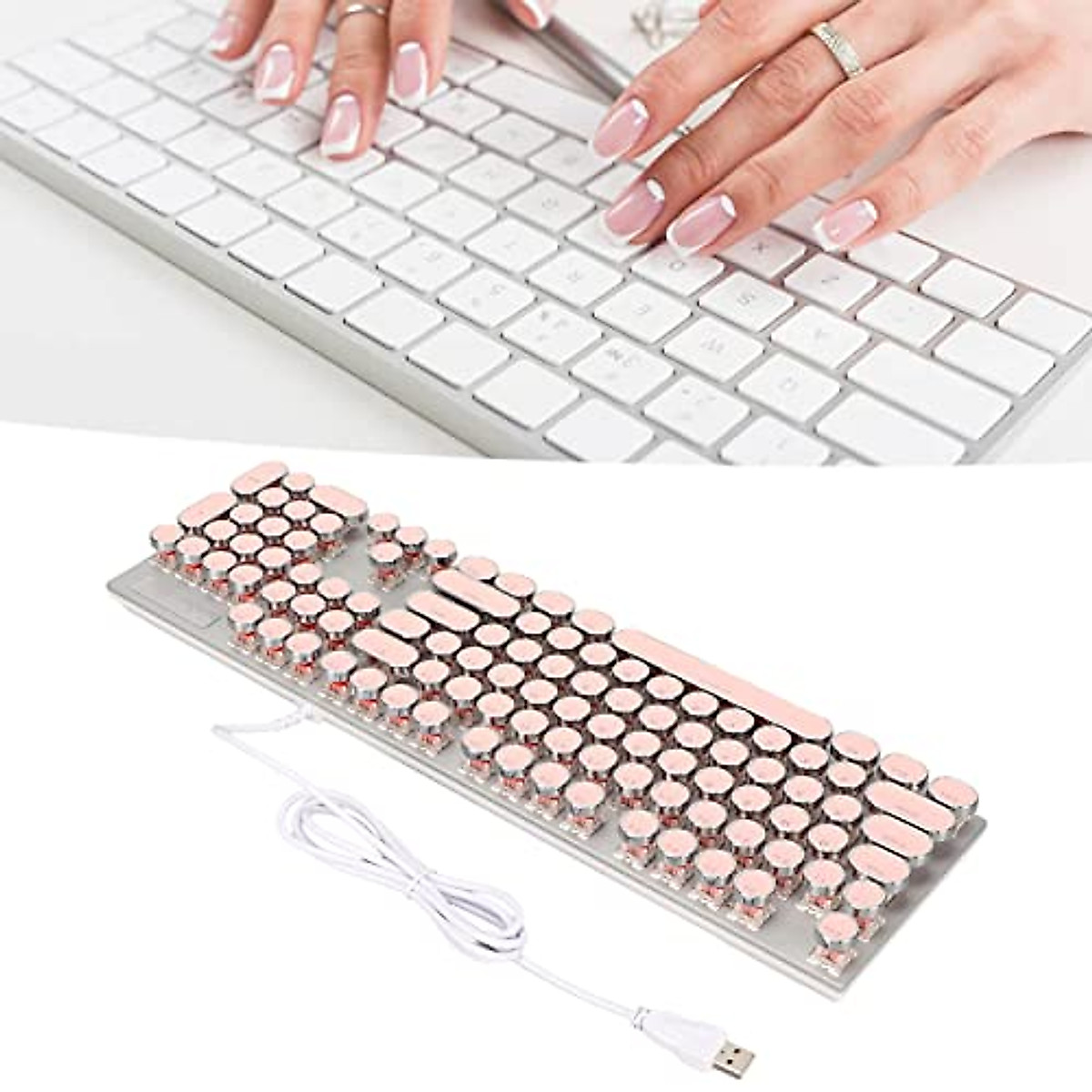 LBEC Mechanical Keyboard, ABS Material Mechanical Gaming Keyboard 104 Keys Typewriter Style Ergonomic Design (Red Switch)