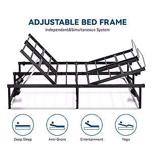 COMHOMA Adjustable Bed Frame King Bed Base with Remote Control, Independent Head and Foot Incline, Adjustable Bed Frames with Mattress Holder, Bed Base Only King-73