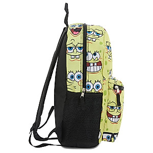 Spongebob Squarepants Allover Print Backpack - Spongebob Squarepants Allover Backpack Set - Spongebob, Squidward, Patrick and Mr. Krabs (Yellow Allover)