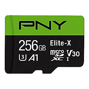PNY 256GB Elite-X Class 10 U3 V30 microSDXC Flash Memory Card - 100MB/s, Class 10, U3, V30, A1, 4K UHD, Full HD, UHS-I, micro SD