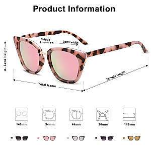 SOJOS Cat Eye Designer Sunglasses Fashion UV400 Protection Glasses SJ2052 with Pink Tortoise Frame/Pink Mirrored Lens
