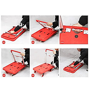 Generic Hand Truck Platform Truck with Plastic Panel Adjustable Handle for Baggage Parcel Moving Transport Foldable Hand and Wheels Push Cart Utility Cart (Color : Black)