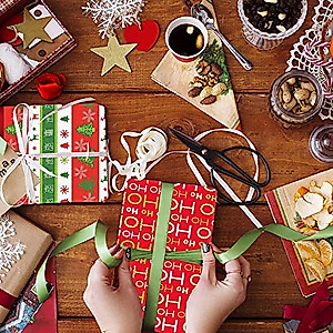 Lulu Home Christmas Wrapping Paper Set, 10ft x 30inch - 4 Rolls (100 sq. ft. ttl.) Kraft Brown Wrapping Paper, Assorted Rustic Thick Gift Jumbo Wrapping Paper for Xmas Holiday Present Packaging