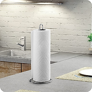 Paper Towel Holder Countertop, Fits Standard And Jumbo Rolls - Chrome Paper Towels Holder for Kitchen Countertops/Dining Tables & Bathroom Vanities. Paper Towel Holder for hand drying & quick clean up