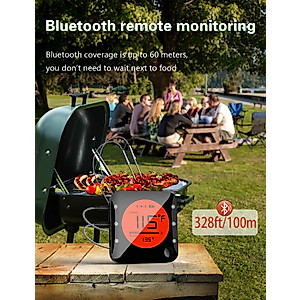 BFOUR Bluetooth Meat Thermometer Wireless Grill Thermometer with 3 Probes, Premium Digital Instant Read Meat Thermometer Food Thermometer Timer Alarm for Smoker, Grill, Oven, Kitchen, Cooking, BBQ