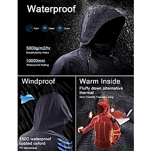 GEMYSE Men's Mountain Waterproof Ski Snow Jacket Winter Windproof Rain Jacket (White and Grey,Medium)