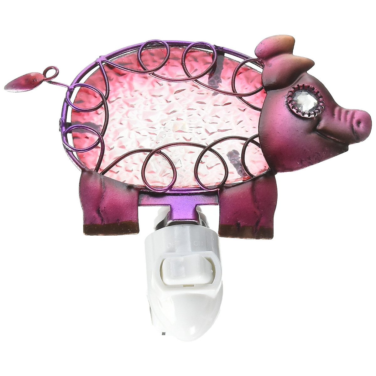 Puzzled Glass Art Night Light, Plug in Decorative Socket Lamp, Manual On & Off Portable Light for Stairway, Bedroom, Bathroom, Nursery, Home Accessory & Kitchen Decor - Pig