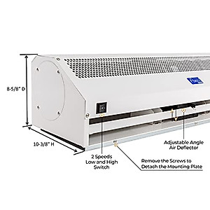 Awoco 36" Super Power 2 Speeds 1200CFM Commercial Indoor Air Curtain, UL Certified, 120V Unheated - Magnetic Door Switch Included