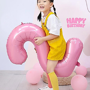 30 Balloon Numbers, 32 Inch Number Helium Balloon, 30th Birthday Balloons for Women Birthday Party Theme Party Celebration Decoration (Pink)