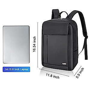 Voova Travel Laptop Backpack for Men Women, Slim Lightweight Backpack Bookbag with Laptop Compartment for Work Business and College, Waterproof Computer Bag Fits 14-15.6 Inch Notebook, Black