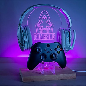 Gaming RGB Headphones Hanger,Headset Holder with 7 Colors Light - RGB LED Game Station Console Controller Holder - Game Controller Headset Hanger for All Universal Gaming PC Accessories