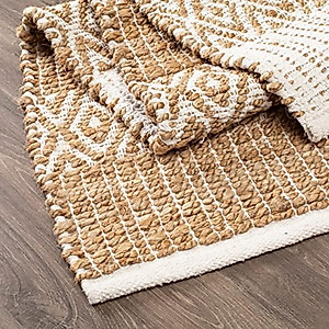 KEMA Handwoven Jute Braided Area Rug, 2x3 Feet Natural Yarn - Rustic Vintage Braided Reversible Rectangular Rug- Eco Friendly Rugs for Bedroom, Kitchen, Living Room, Farmhouse (Natural)