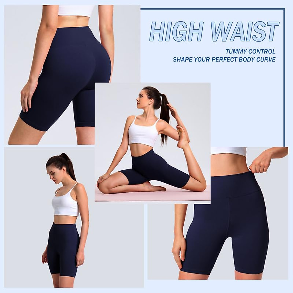 VALANDY 3 Pack Biker Shorts for Women – 8" Buttery Soft High Waisted Tummy Control Yoga Cycling Workout Shorts