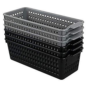 Ucake Small Rectangle Plastic Storage Basket, Slim Basket organizer, 6 Packs