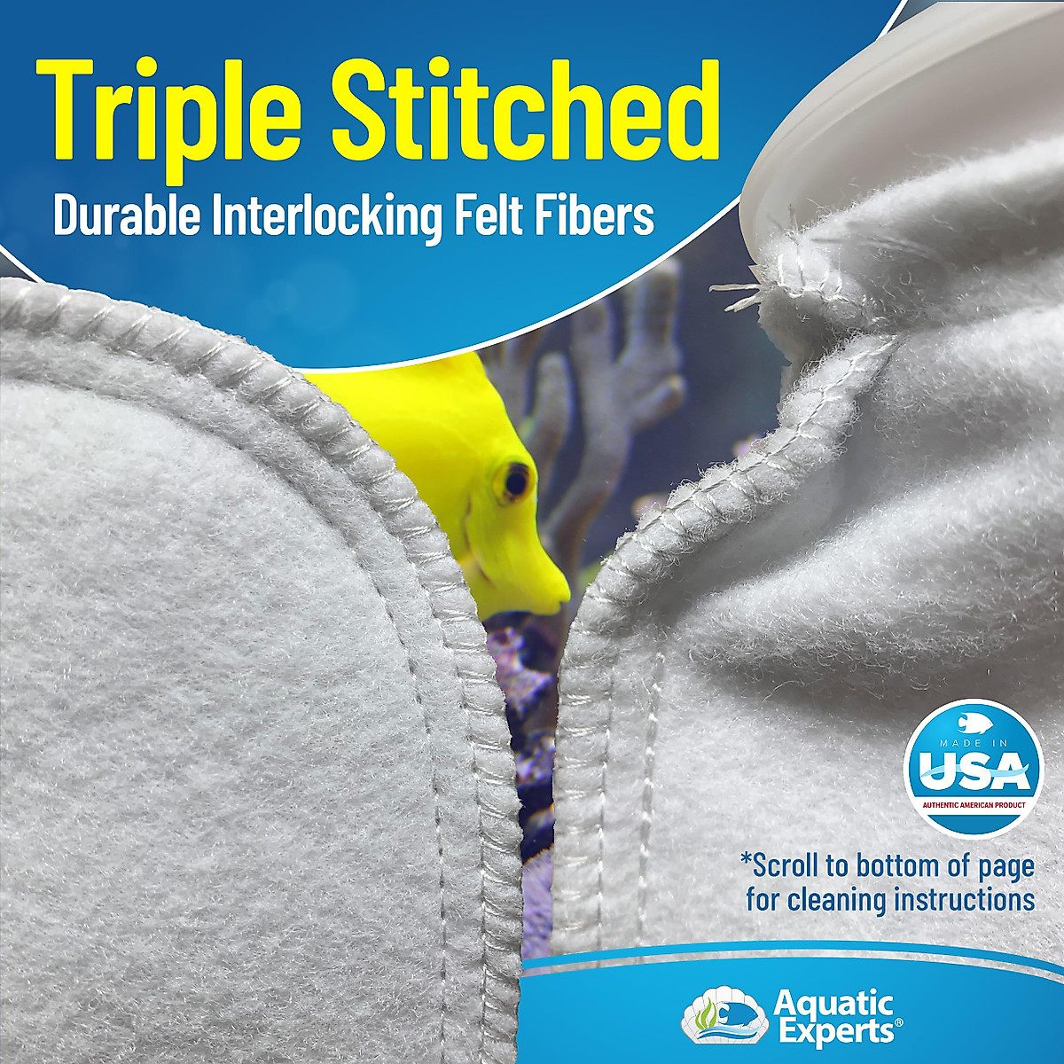 Aquatic Experts 7 Inch Filter Sock - 100 Micron Felt Filter Sock, Filter Socks for Saltwater Aquarium, Fish Tank Sump Filter Sock, Freshwater Aquarium Socks, Reef Filter Sock, (7"x12", 4 Pack)