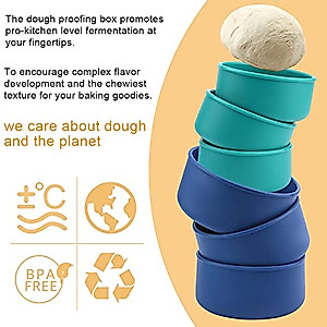 6 Set Pizza Dough Proofing Box,Containers with lids,Silicone Sourdough Starter Container Durable Bread Dough Container,Food Storage Box Container for Home Kitchen400ml,700ml(Blue+Green)