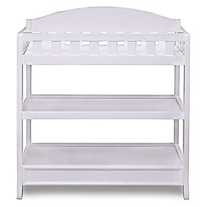 Delta Children Infant Changing Table with Pad, White and Waterproof Baby and Infant Diaper Changing Pad, Beautyrest Platinum, White