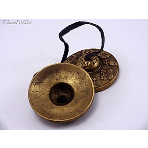Hand Tuned to Key of Om - 2.75" Tingsha Tibetan Bell (Chimes) Buddhist Lucky Symbols (Medium)