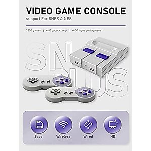 Super Classic Retro Game Console,4K HDMI Video Game System with Built in 2000+ Old School Classic Games and Dual Game Controllers Wireless,Support TF Card and Plug and Play.