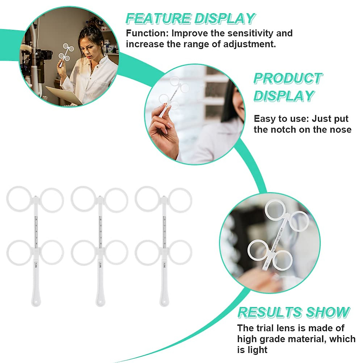 Scicalife 3pcs Confirmation Flipper Set Glass ±25° ±0. 5° ±100° Plastic Optometry Trial Lens for Ophthalmic Lens Tool Pinhole Glasses