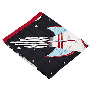 Amazon Basics Kids Cotton Reversible Quilt Bedspread - Full/Queen, Midnight Blue & Grass Green