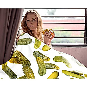 Dill Pickle Blanket and Throw Cucumber Funny Food Blanket for Women Men Kids Adults Cozy Flannel Bed Blanket Home Couch Dorm Sofa Teen Size 50"x60"